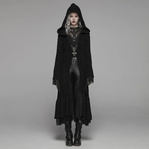 Gothic Thickened Woolen Cardigan, Witch Halloween Costume, Retro Hooded ...