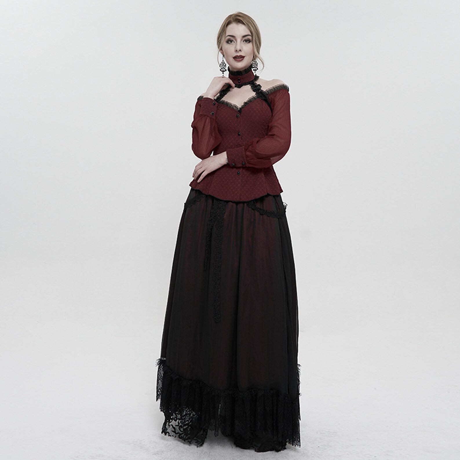 Gothic Strappy off Shoulder Halterneck Shirt,steampunk, Witch ...
