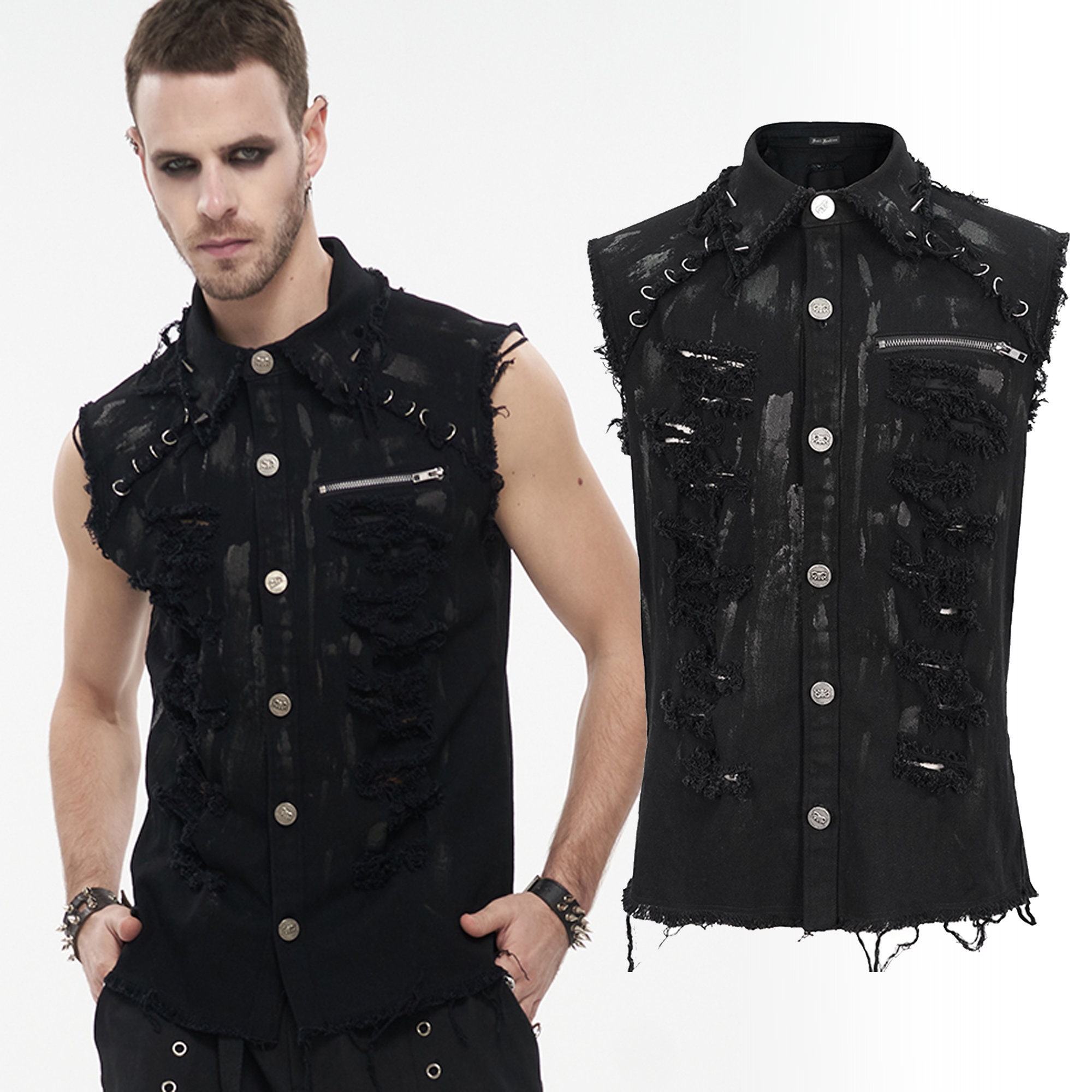 Camisa sin mangas hecha jirones del punk rock del verano/camiseta sin ...