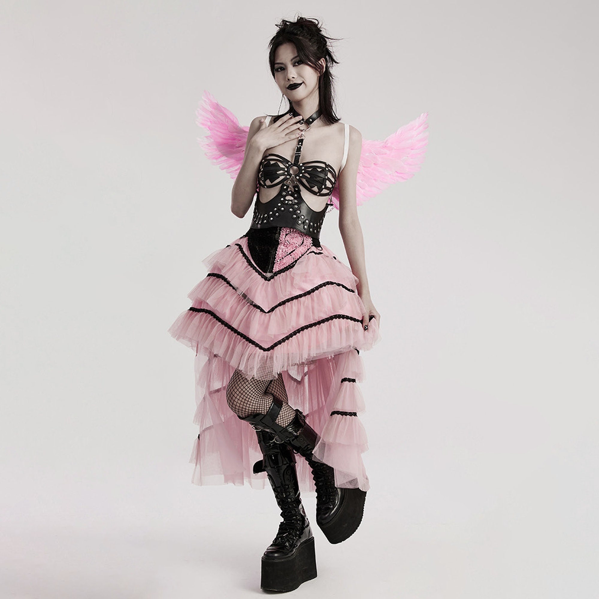 Punk Feather Pink Wings Harness Halloween Costume Accessory, Cosplay ...