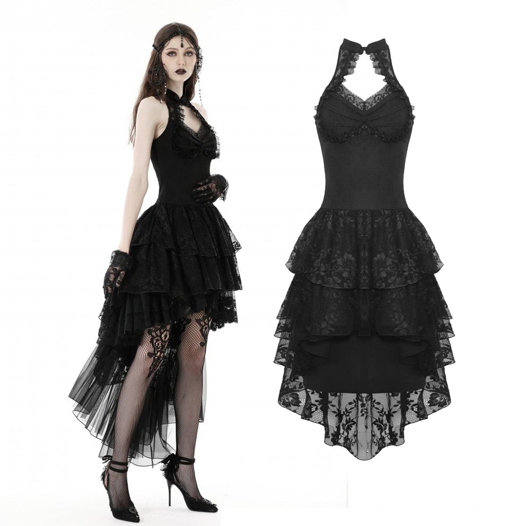 Gothic Claw Chest Rose Jacquard Halter Dress - Etsy