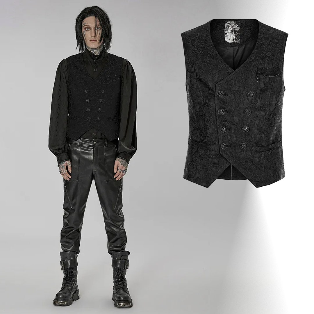 Men's Black 3D Floral Pattern Jacquard Vest - Etsy