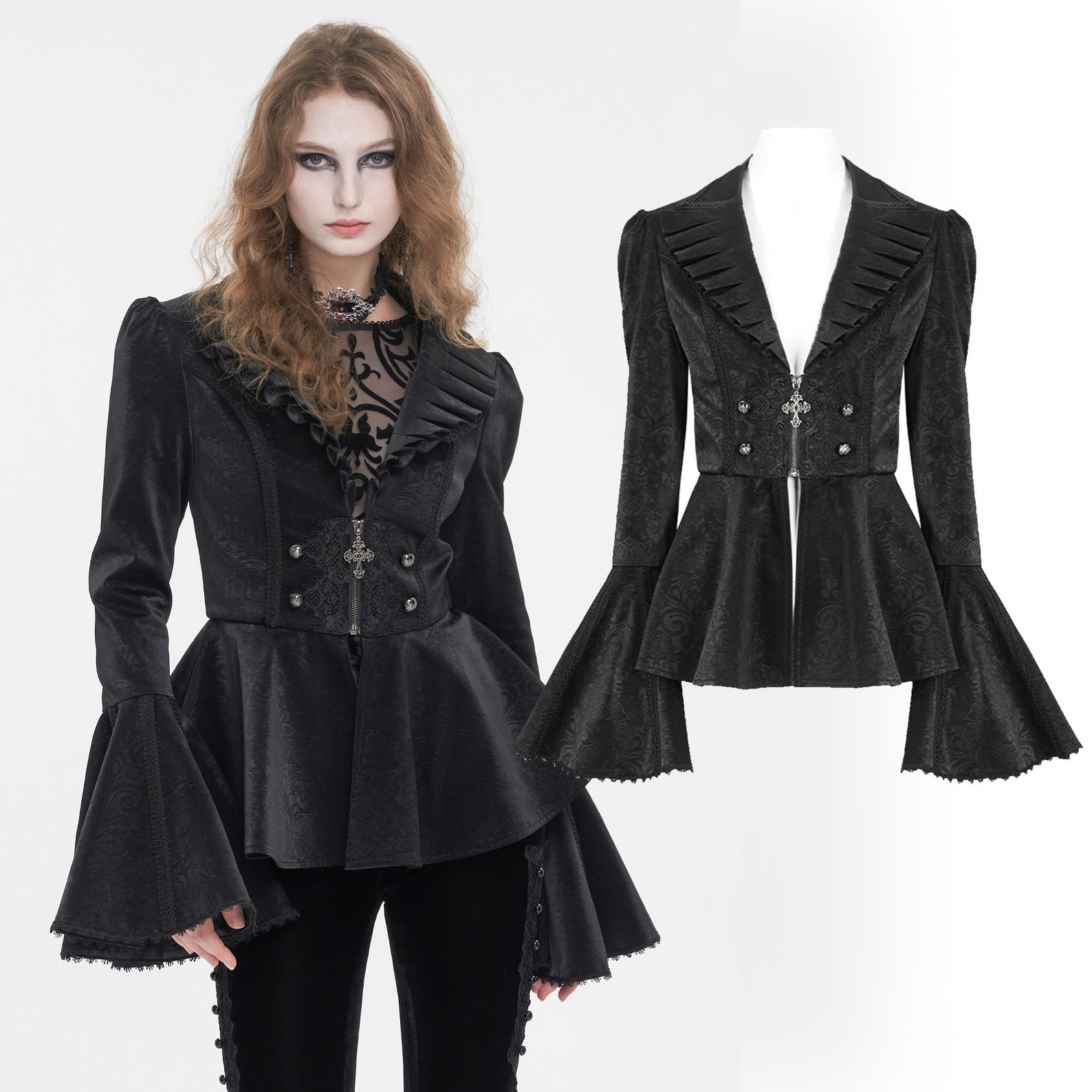 Gothic Vintage Long Trumpet Sleeves Jacket - Etsy
