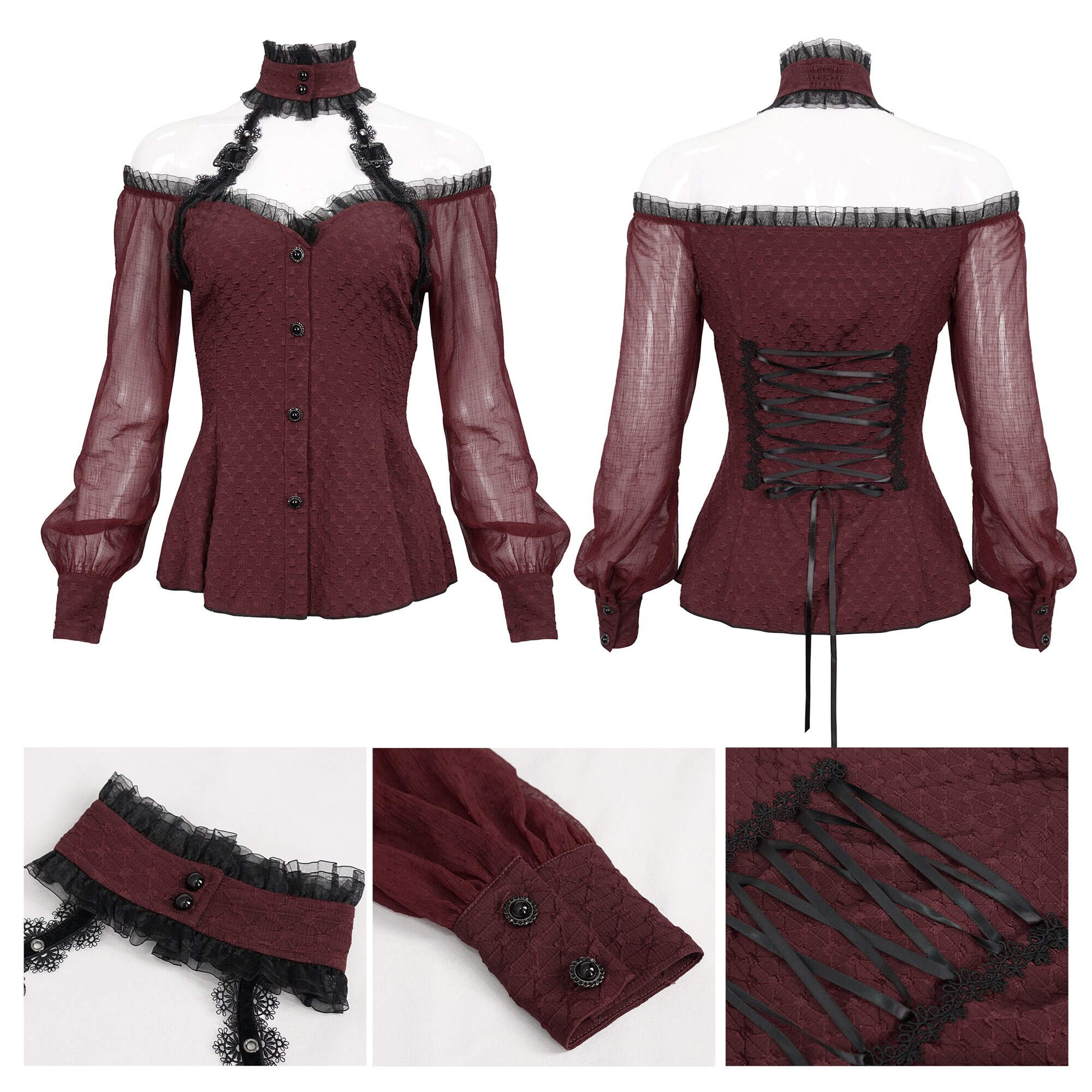 Gothic Strappy off Shoulder Halterneck Shirt,steampunk, Witch ...
