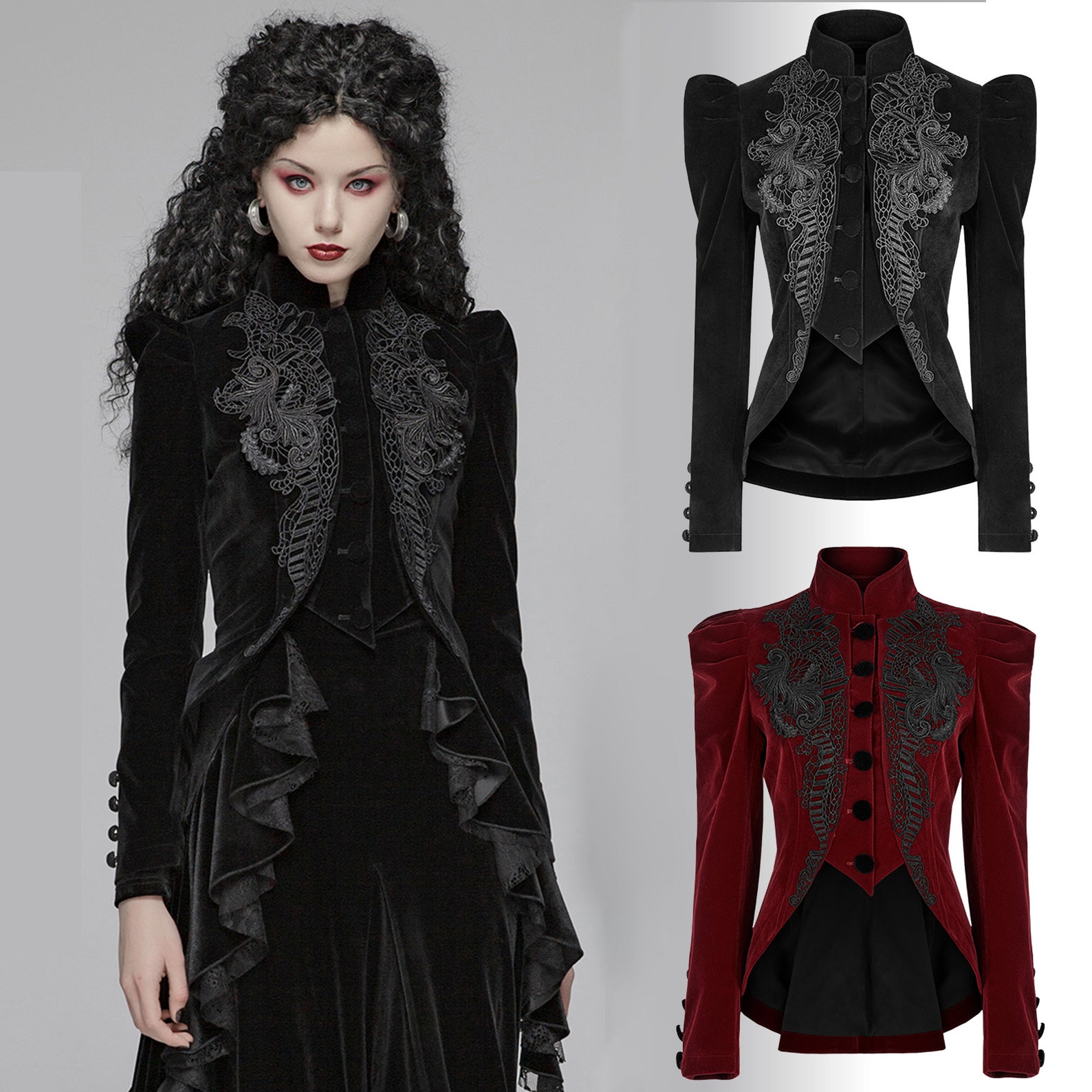 Women Vampires Gothic Victorian Velvet Lace Short Jacket - Etsy Canada