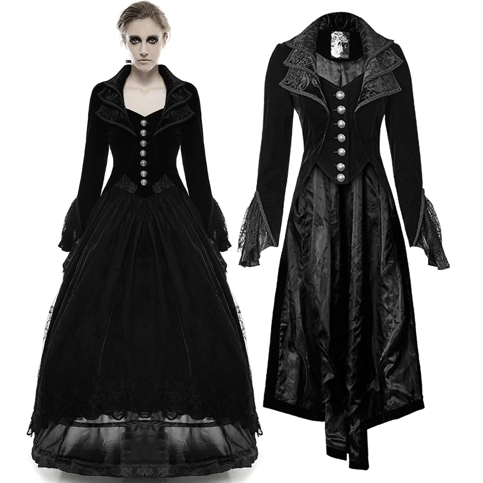 Womens Gothic Vampiress Lace Long Dress Coat - Etsy