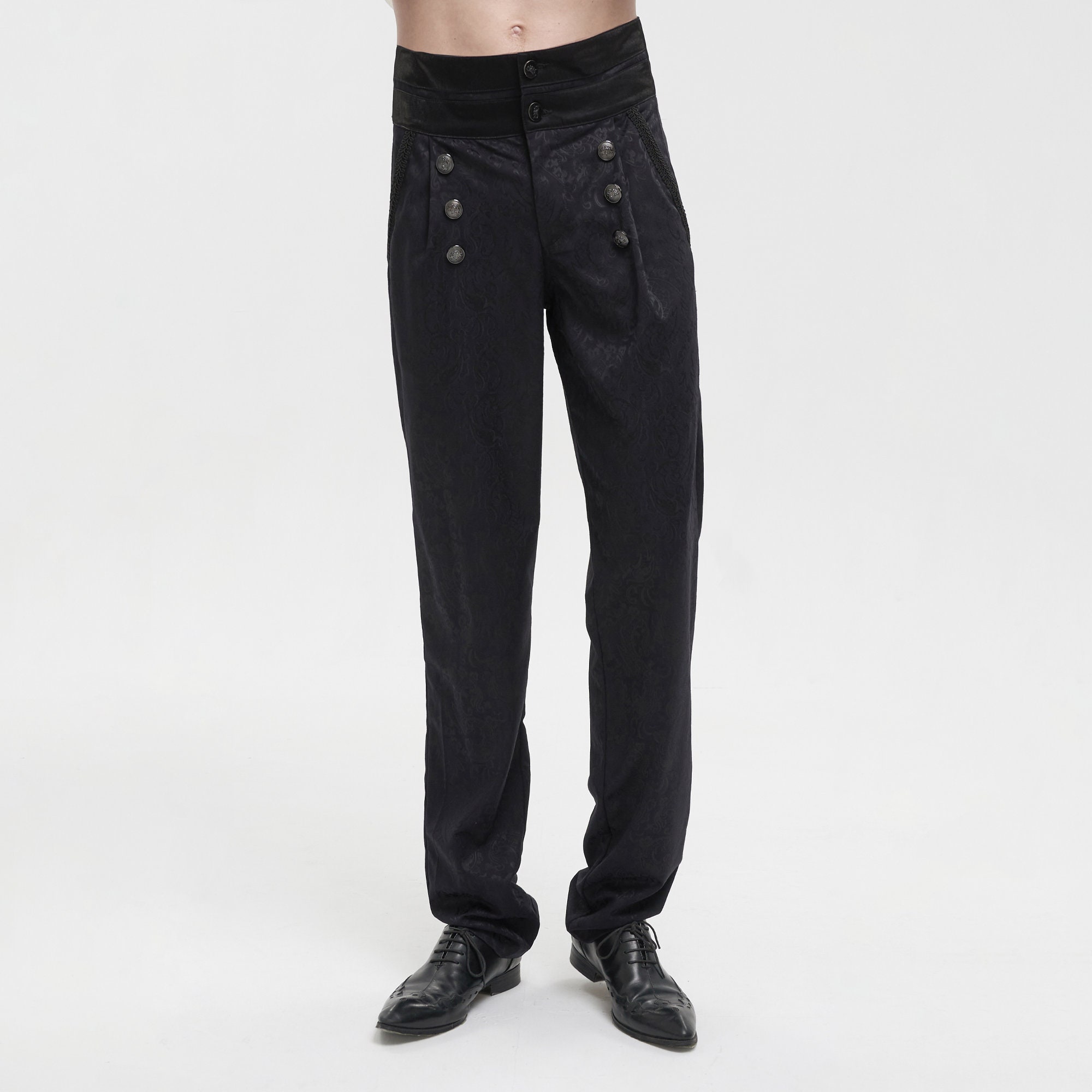 Gothic Vintage Jacquard High Waist Double Breasted Pants - Etsy