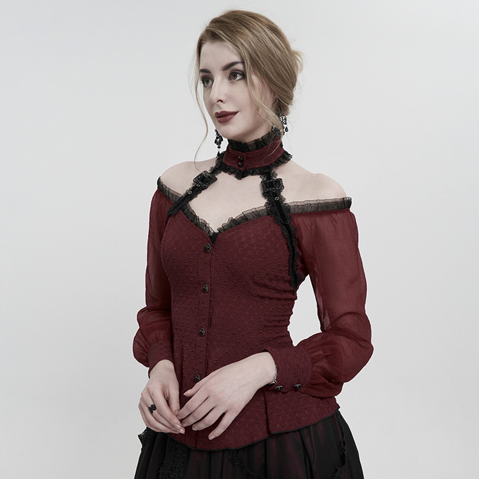 Gothic Strappy off Shoulder Halterneck Shirt,steampunk, Witch ...