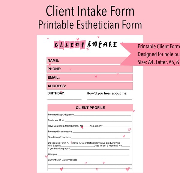 Esthetician Forms - Etsy