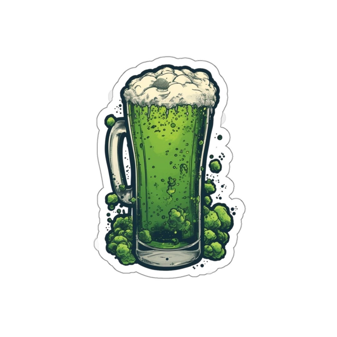St. Patrick's Day Pint Glass Sticker - Lively Green Beer Vinyl Decal ...