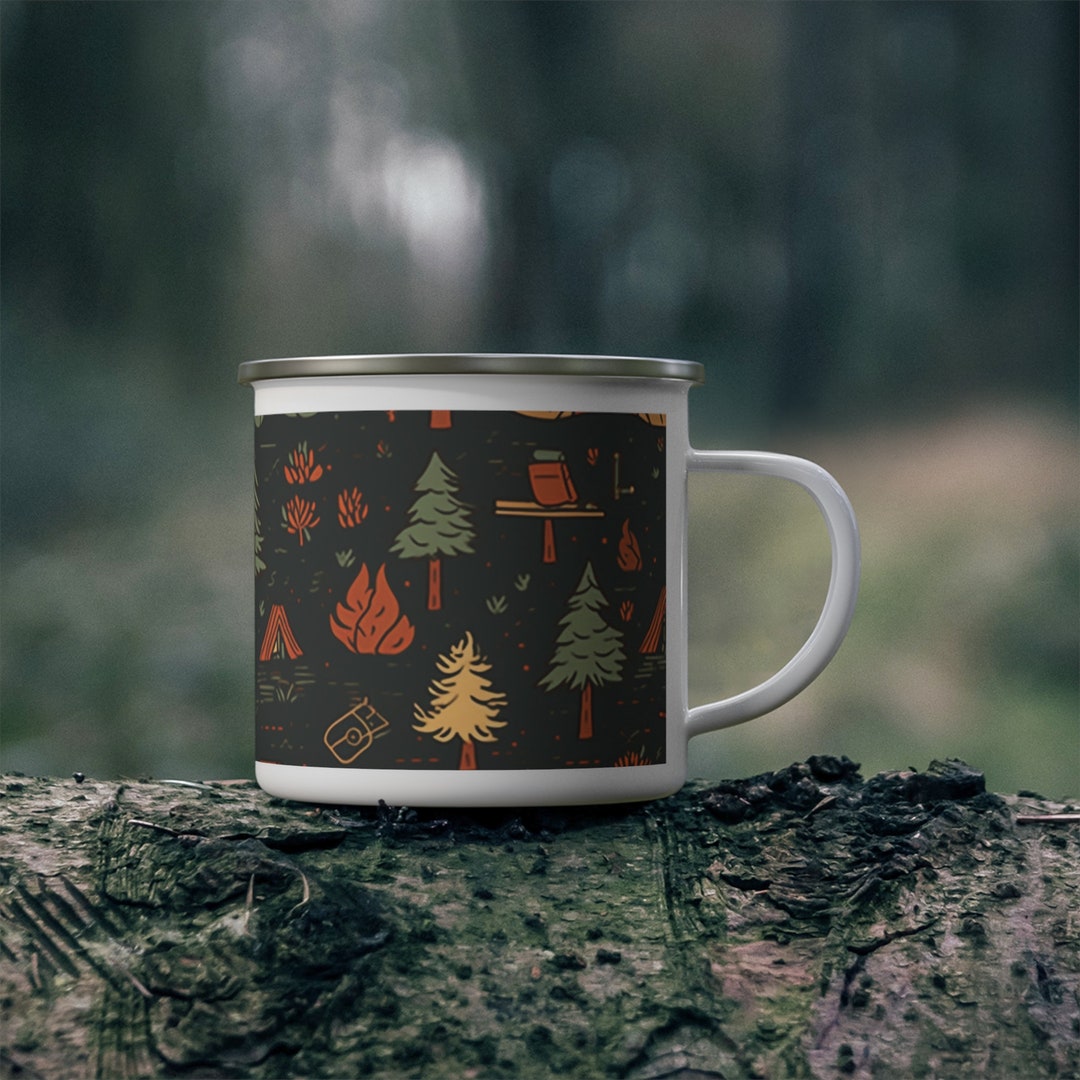 Enamel Camping Mug – Stainless Steel, Outdoor Adventure Coffee Cup - Etsy
