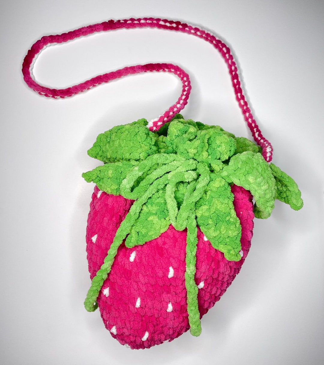 Large Chunky Strawberry Drawstring Bag Crochet Pattern - Etsy