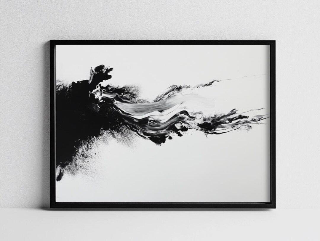 Black and White Abstract Water Printable Modern Minimal Wall Art Simple ...