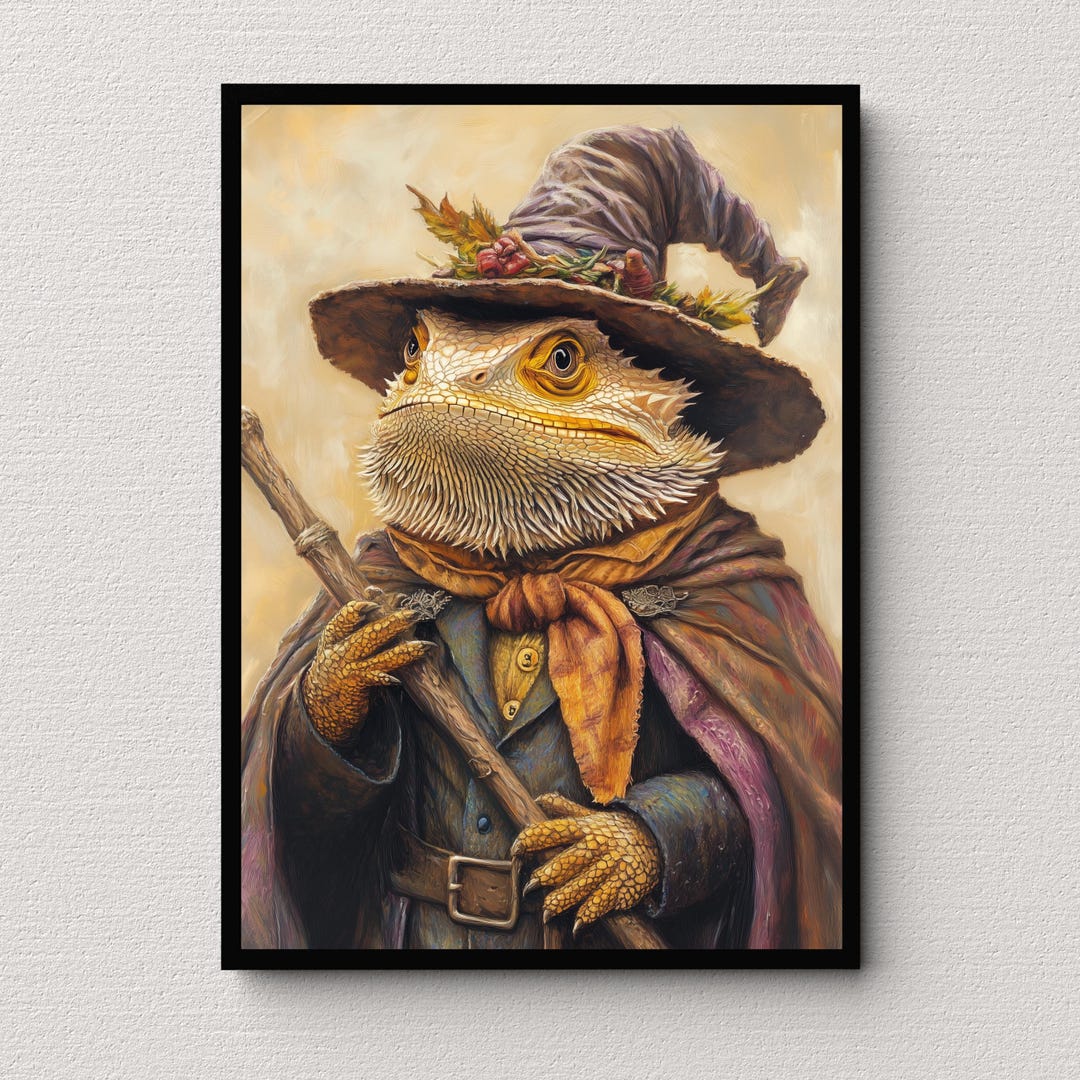 Bearded Dragon Wizard, Bearded Dragon in a Wizard Costume, Printable ...