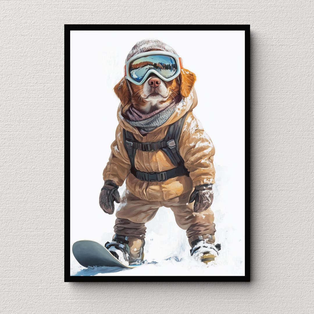 Beagle Skier, Dog Wall Art, Winter Skiing, Beagle Art, Printable Home ...