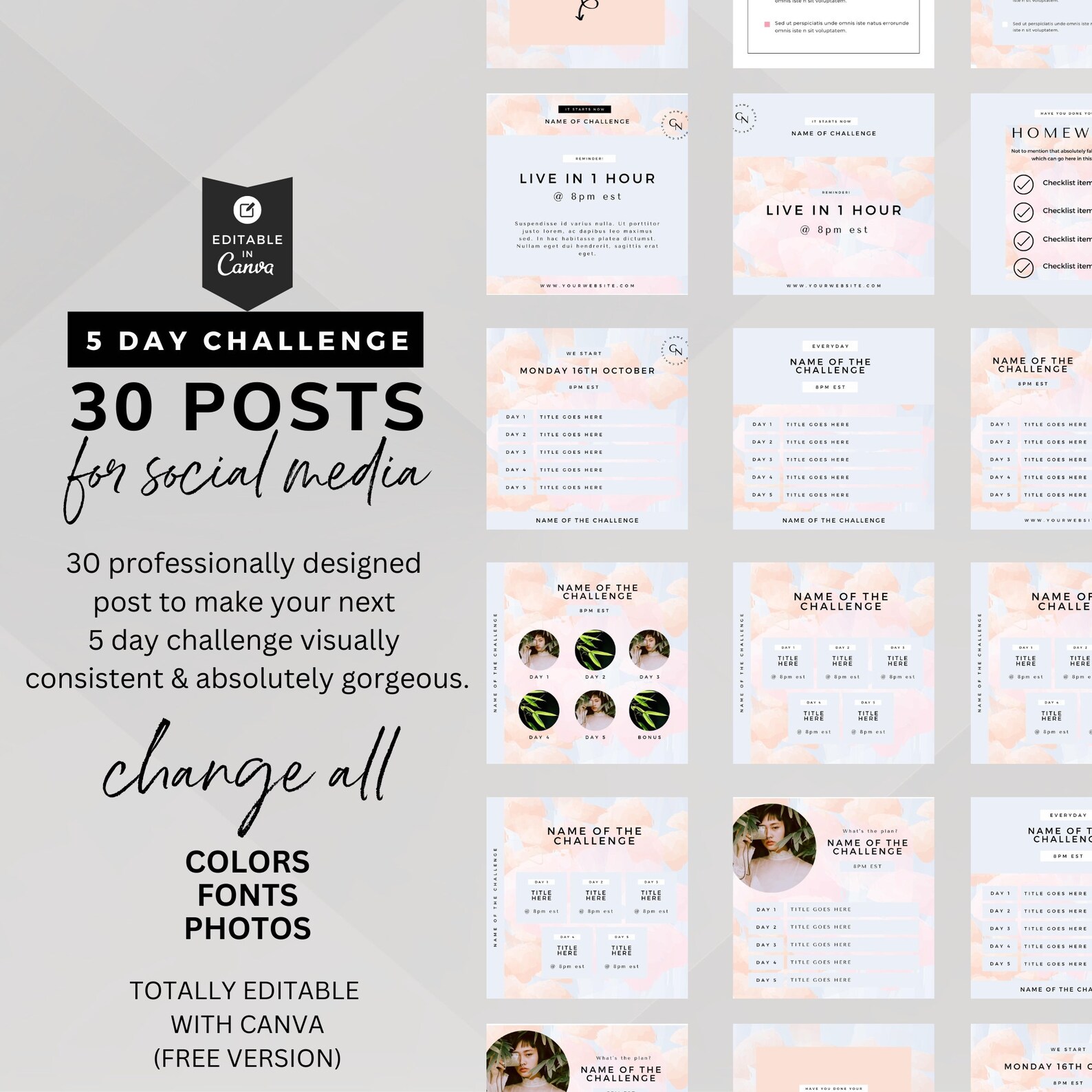 Launch Social Media Posts INSTANT DOWNLOAD 5 Day Challenge, Challenge ...