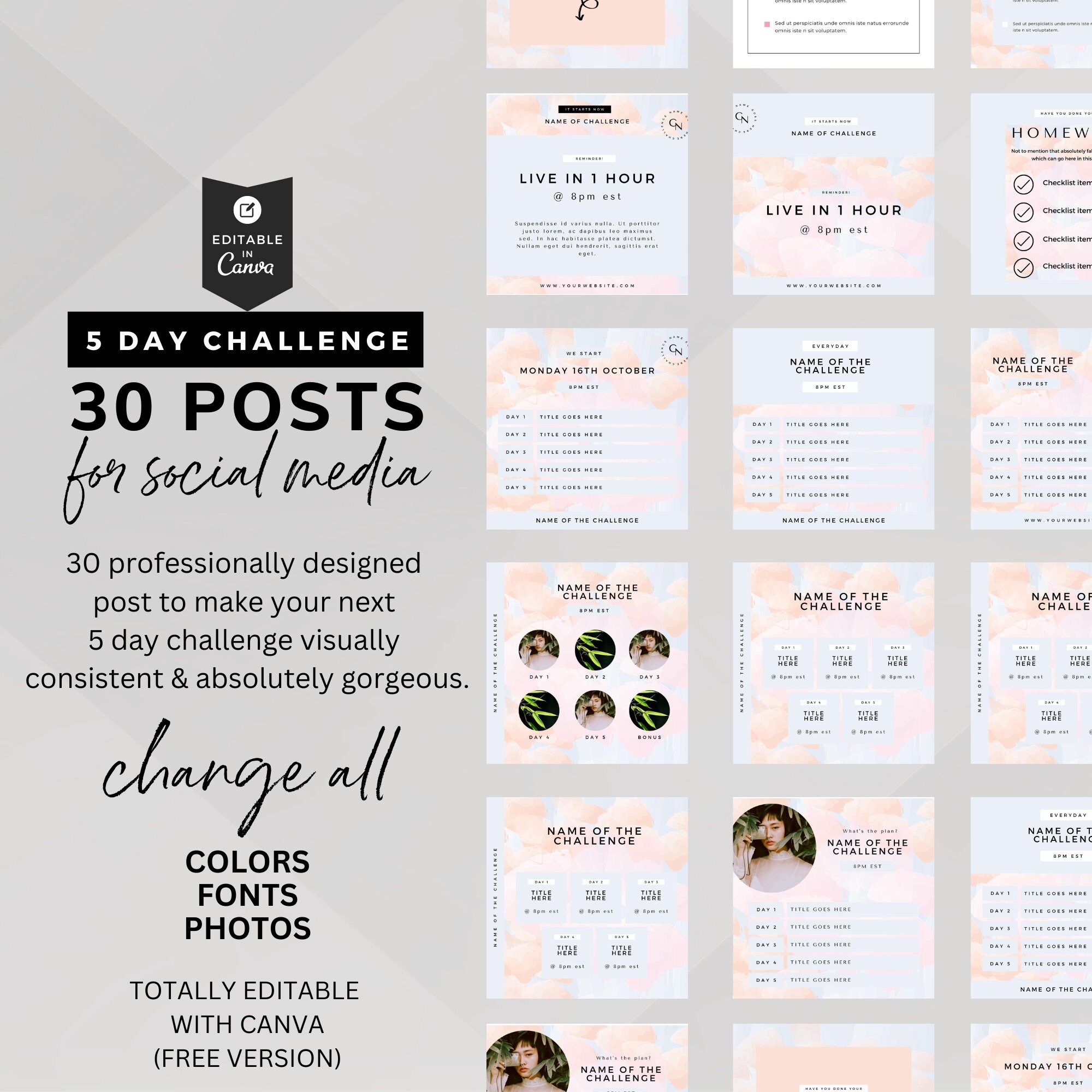 Launch Social Media Posts INSTANT DOWNLOAD 5 Day Challenge, Challenge ...
