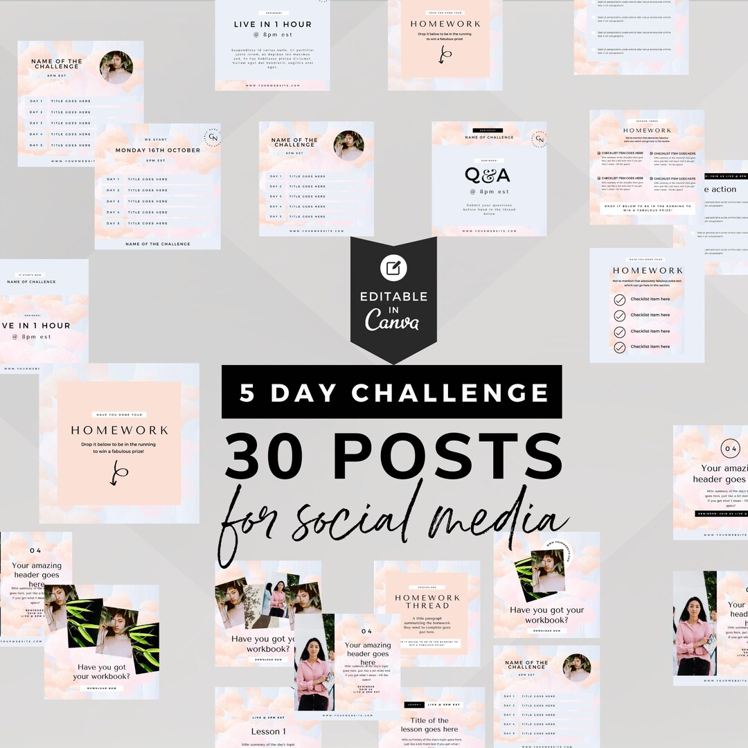 Launch Social Media Posts INSTANT DOWNLOAD 5 Day Challenge, Challenge ...
