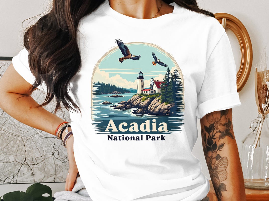 Acadia National Park T-shirts, Lighthouse Landscape Tees, Eagle Design ...
