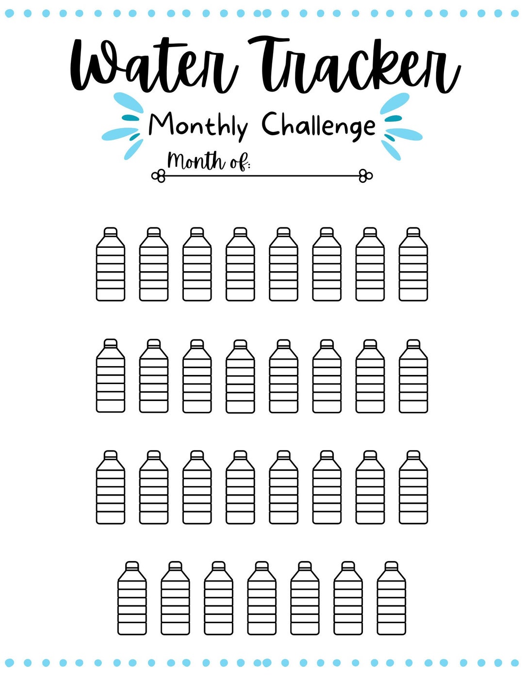 Monthly Water Tracker Printable 8.5 X 11 In - Etsy