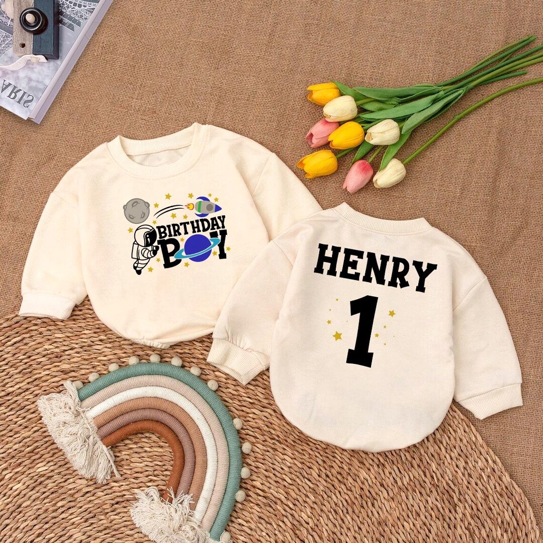 Space Themed Birthday Baby Outfit, Outer Space Baby Romper, Birthday ...
