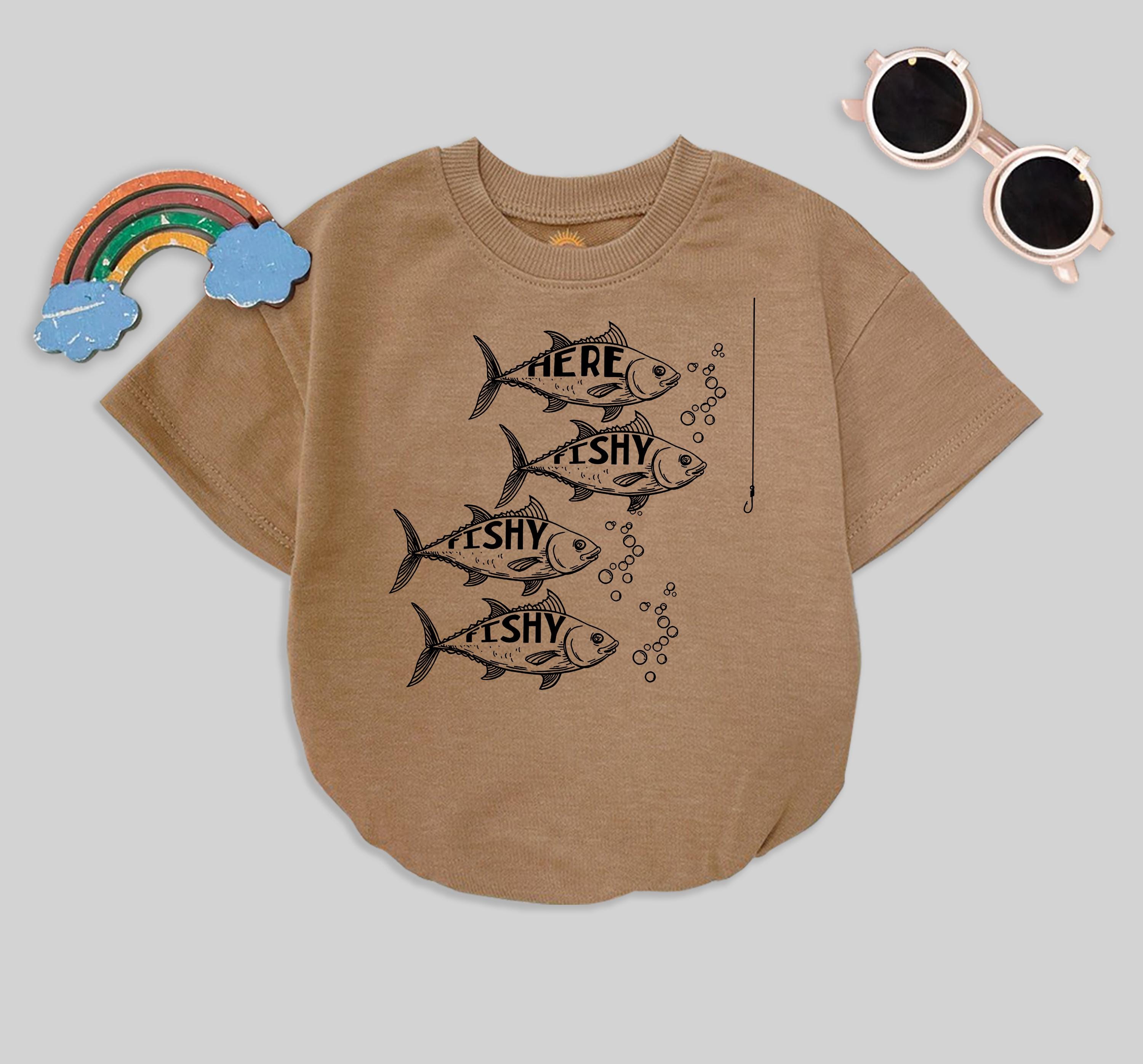 Here Fishy Fishy Baby Outfit, Fisherman Baby Bodysuit, Baby Fishing ...
