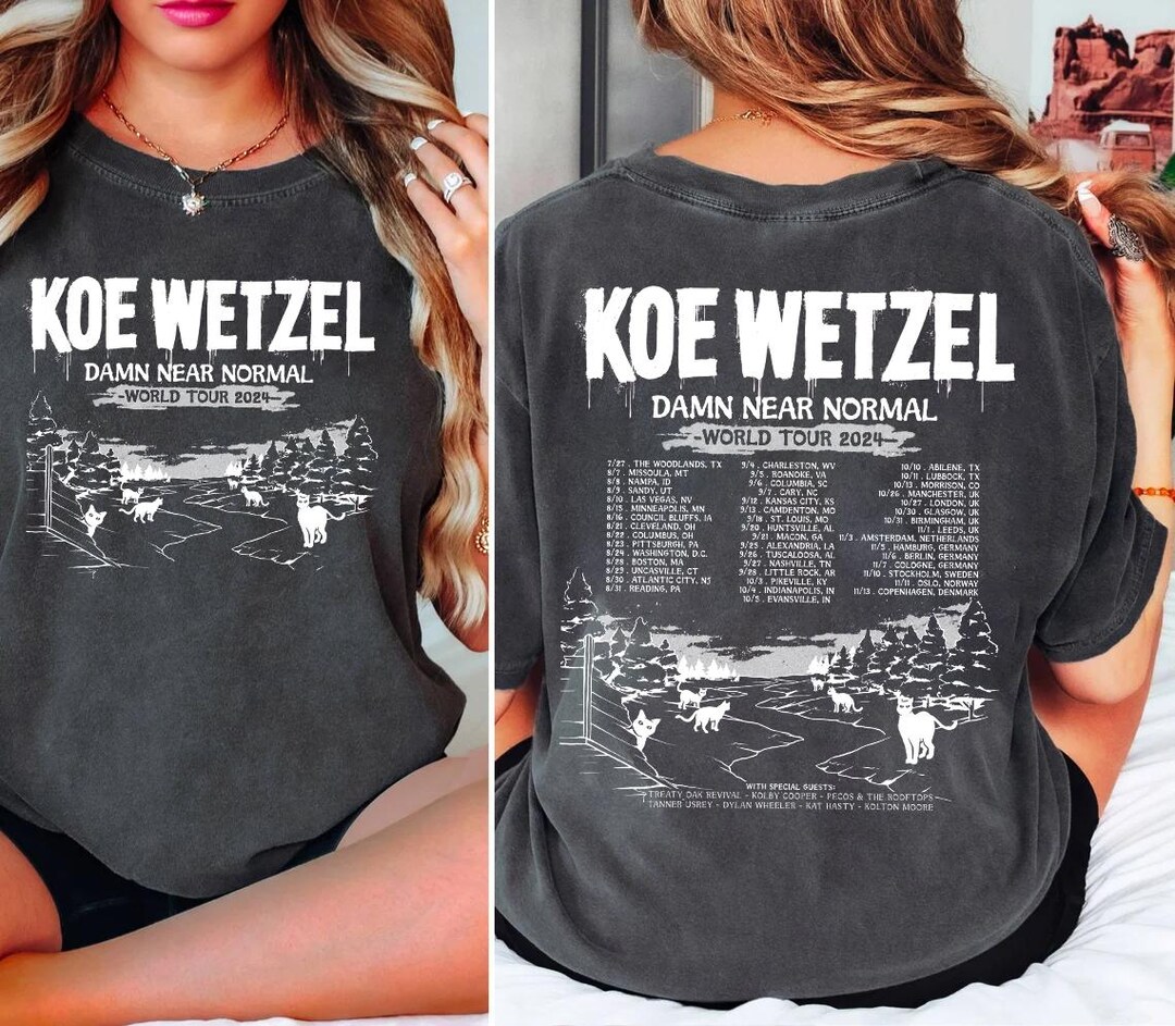Graphic Koe Wetzel 2side Shirt, Koe Wetzel Damn Near Normal Tour 2024 ...