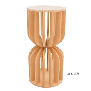 Wood Pedestal Table | Slated Plinth Table | Floral Display Table | Wood ...