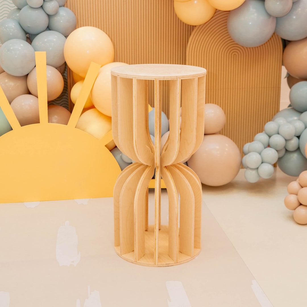 Wood Pedestal Table | Slated Plinth Table | Floral Display Table | Wood ...