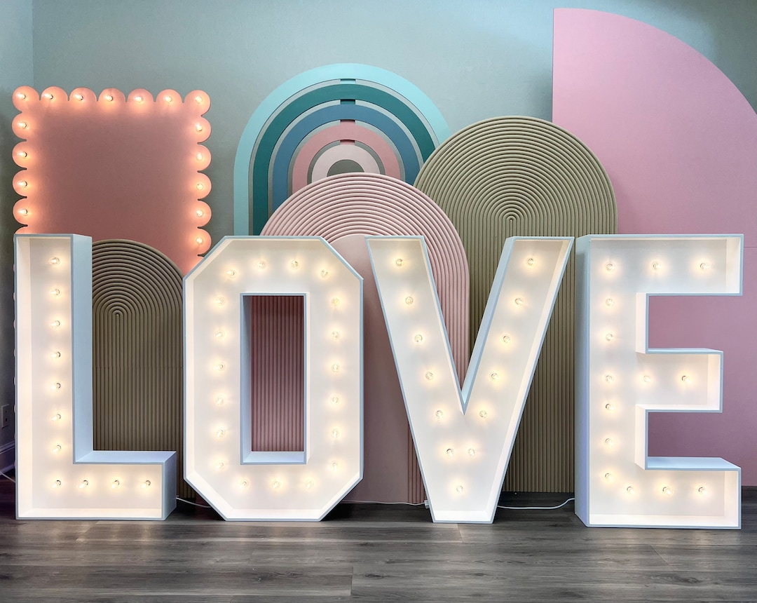 4ft Light up Marquee Letters | Bold Font Event Decor - Etsy