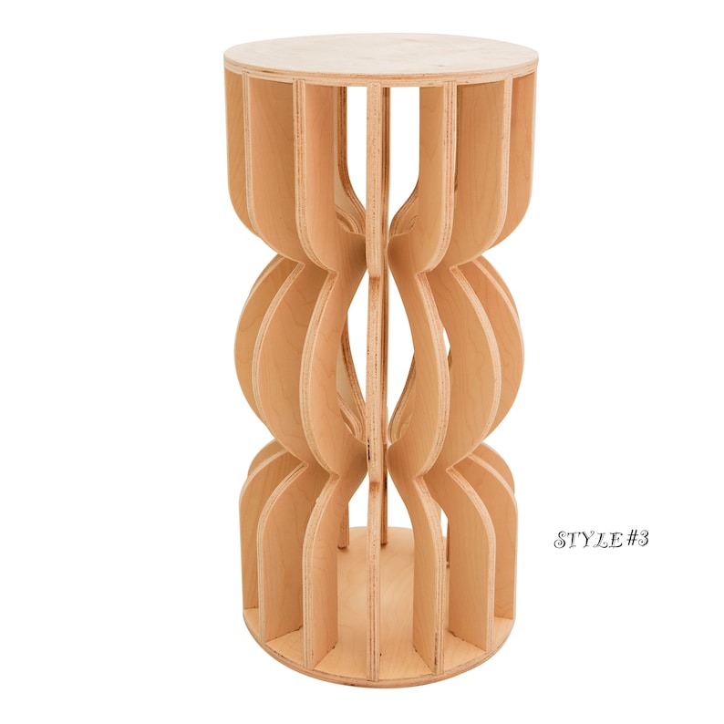 Wood Pedestal Table Slated Plinth Table Floral Display Table Wood ...