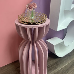 Wood Pedestal Table | Slated Plinth Table | Floral Display Table | Wood ...