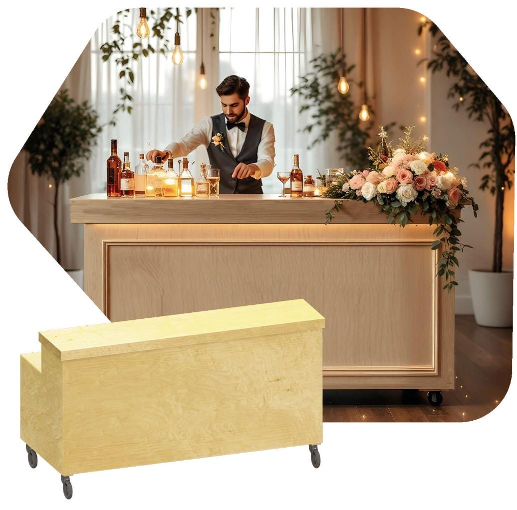 TWO TIER Mobile BAR Collapsible - Unfinished or Painted - Etsy