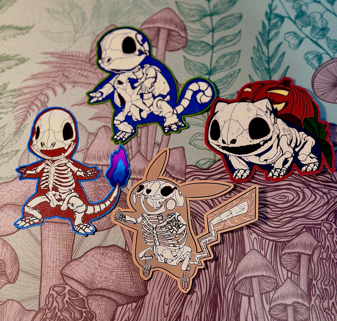 Custom Spooky Skeleton Pokémon Starter Sticker Set - Etsy