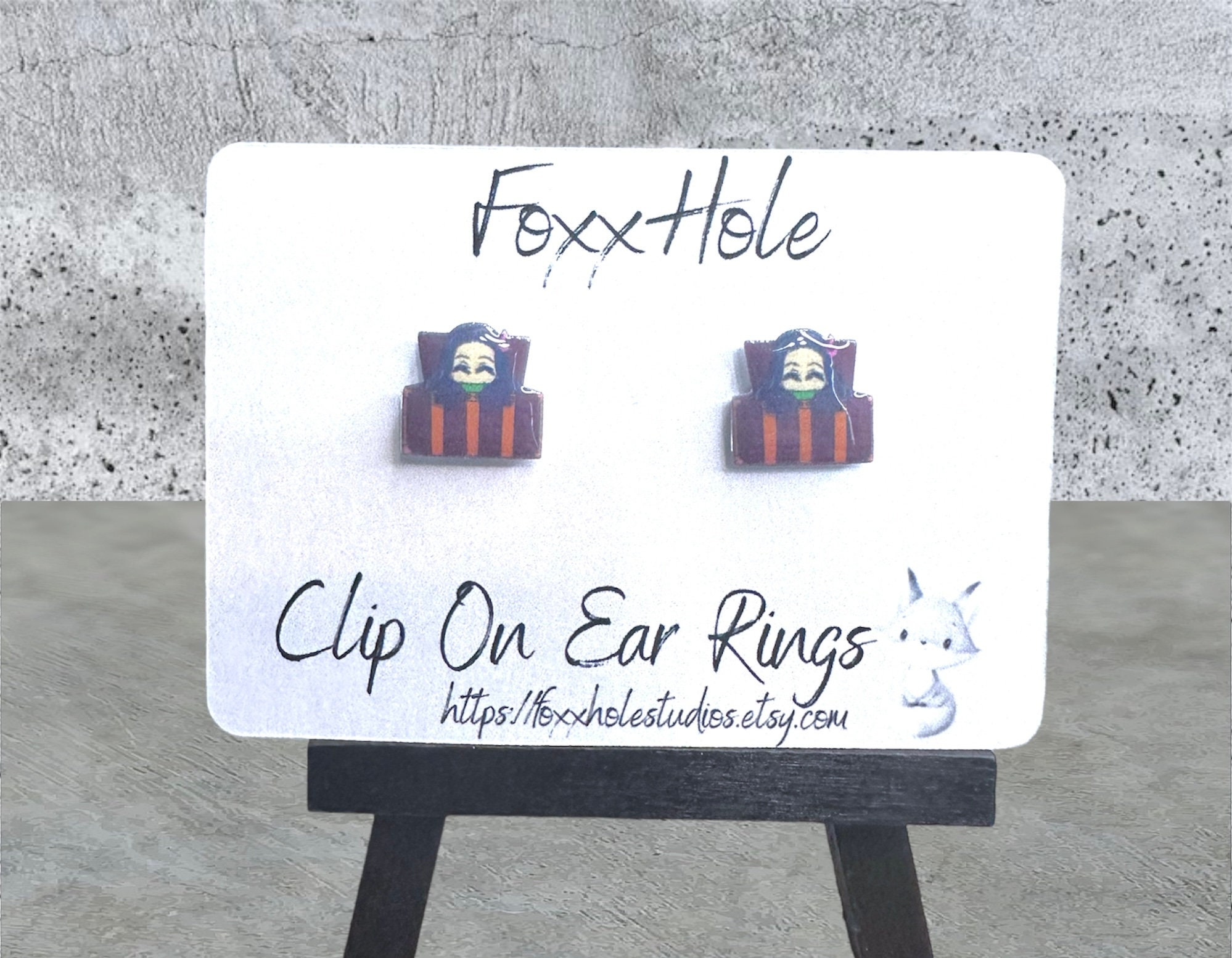 Custom Nezuko Themed Clip on Shrink Plastic Earrings - Etsy