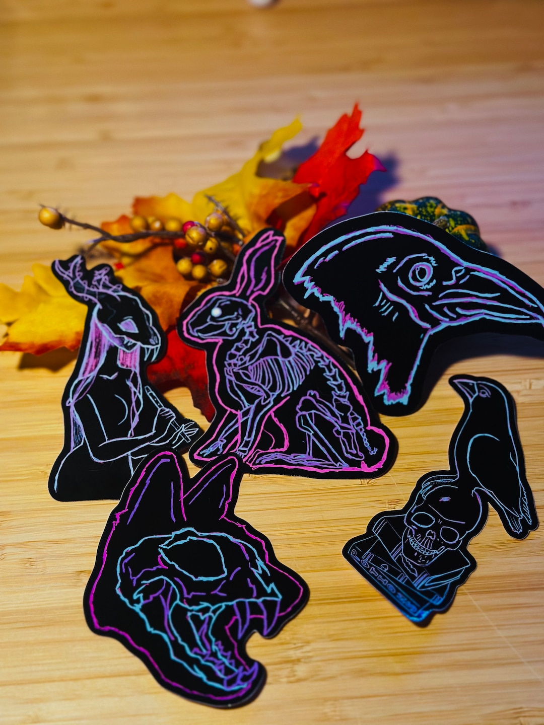Eye-catching Custom Neon Animal Skeleton Sticker - Etsy