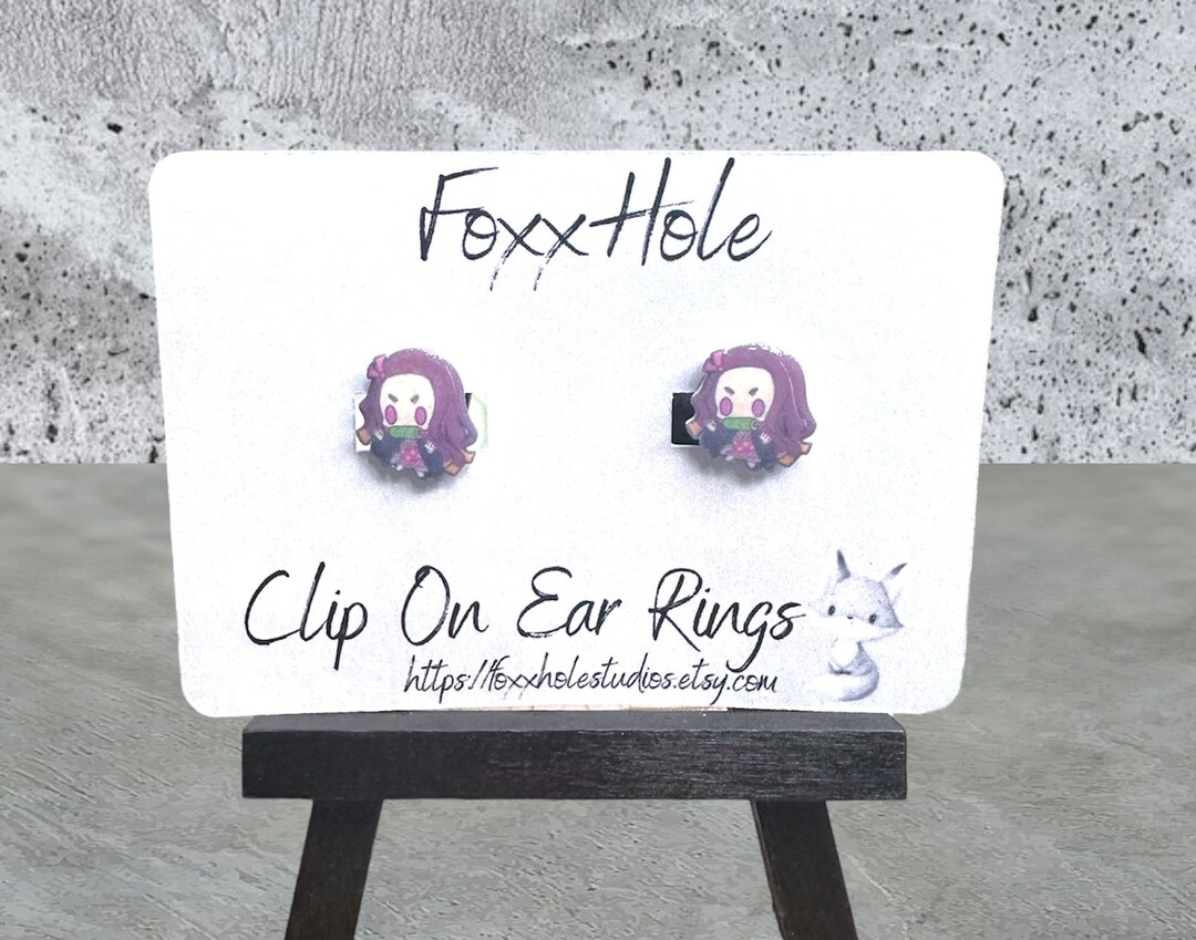Custom Nezuko Themed Clip on Shrink Plastic Earrings - Etsy