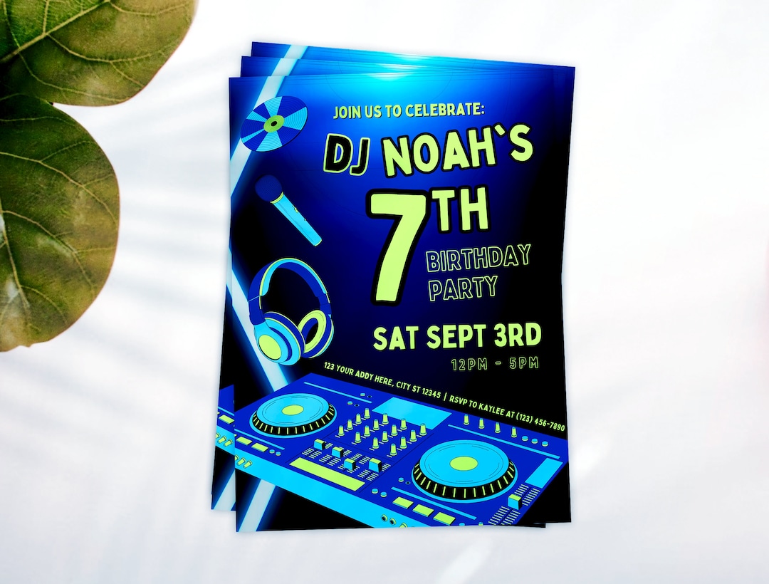 CUSTOM DJ Theme Boys Birthday Party Invitation | Editable Canva ...