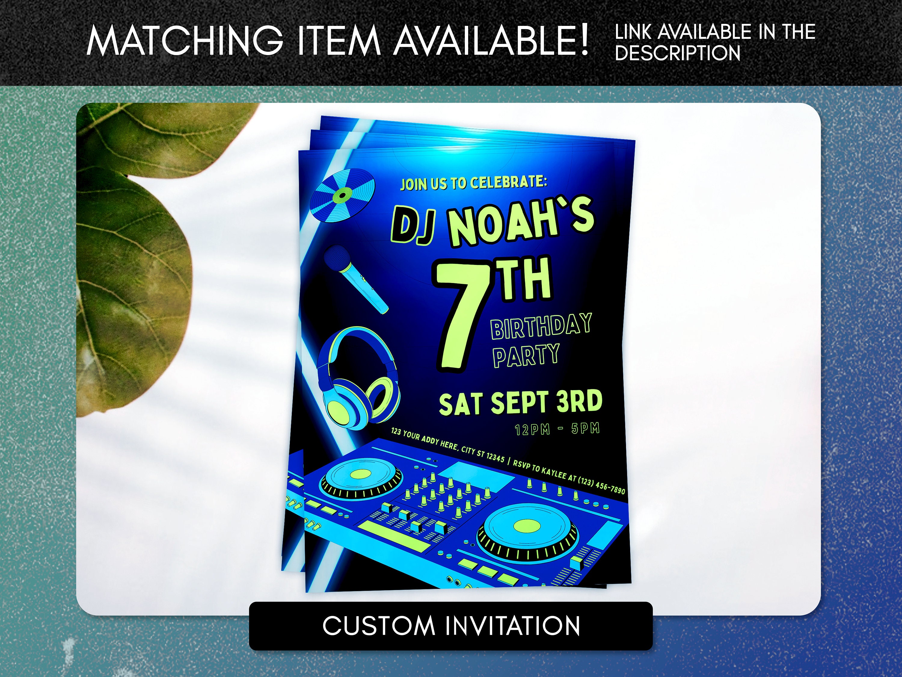 CUSTOM DJ Theme VIP Pass Ticket | Theme Boys Birthday Party Invitation ...