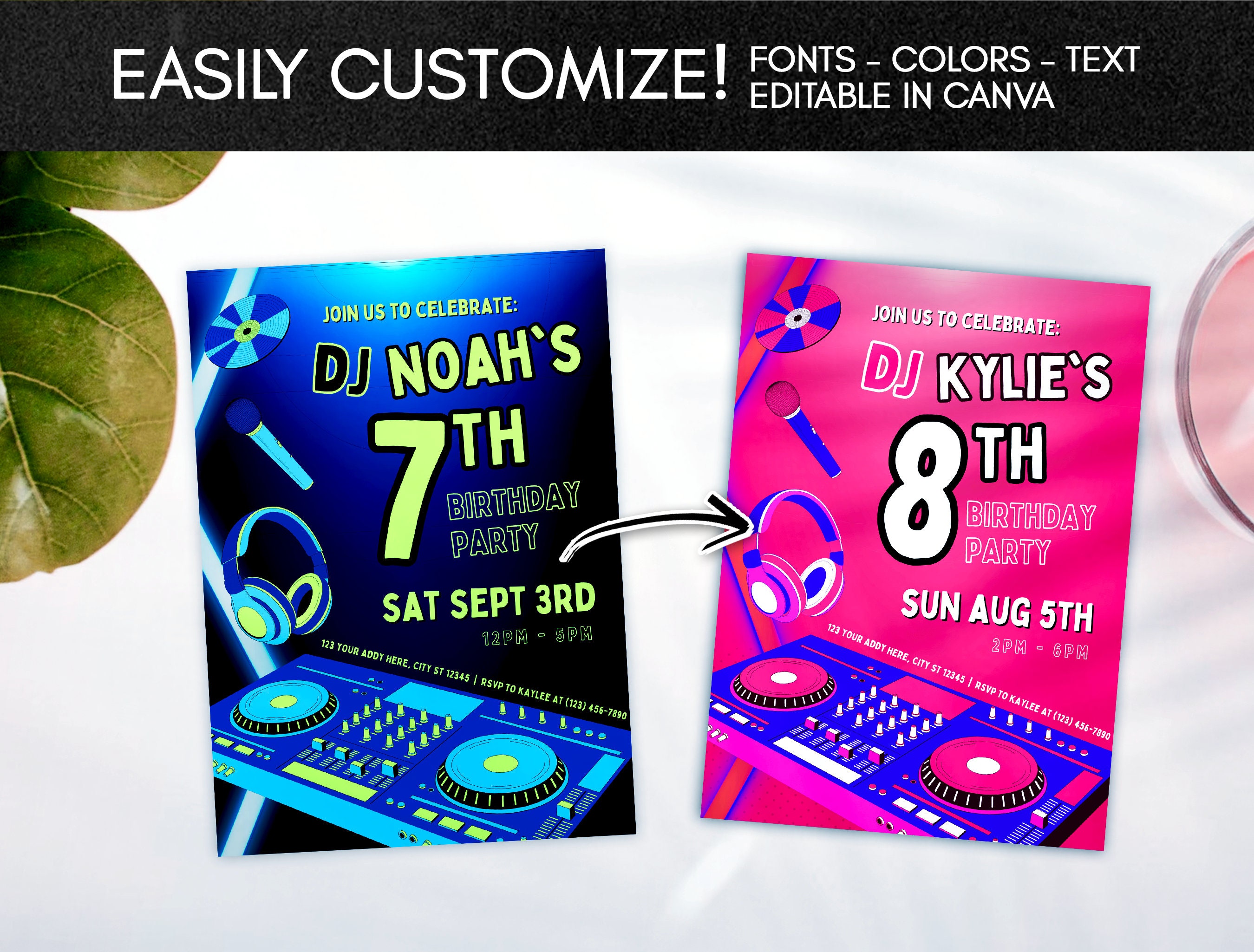 CUSTOM DJ Theme Boys Birthday Party Invitation | Editable Canva ...