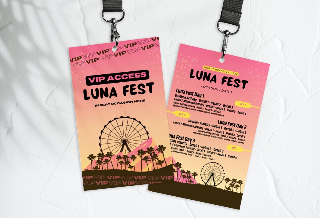CUSTOM FEST VIP Concert Music Festival Pass Template | Canva Template ...