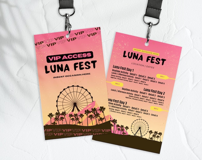 CUSTOM FEST VIP Concert Music Festival Pass Template | Canva Template ...