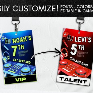 CUSTOM DJ Theme VIP Pass Ticket | Theme Boys Birthday Party Invitation ...