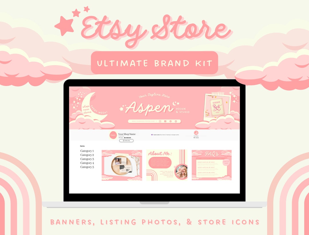 Pink Lemonade Etsy Store Ultimate Brand Kit | Mini Banners | Shop Icons ...