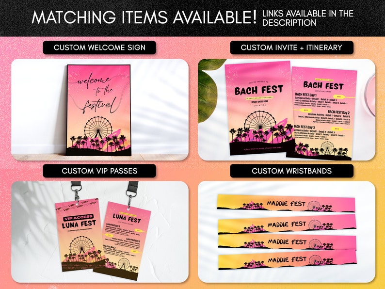 CUSTOM FEST Wristbands Concert Music Festival VIP Template | Canva ...