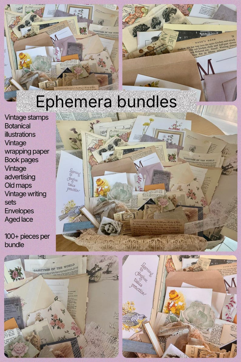 100+ Assorted Vintage Ephemera Lots for Junkjournaling/scrapbooking ...