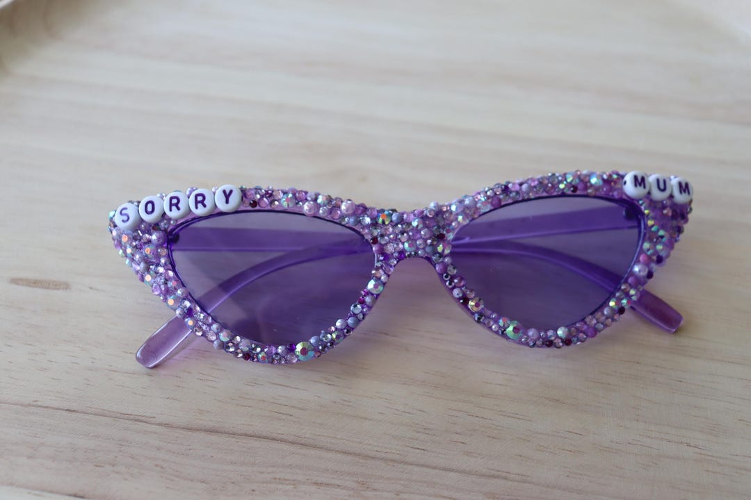 Purple ‘sorry Mum’ Festival/party Sunglasses With Chain - Etsy