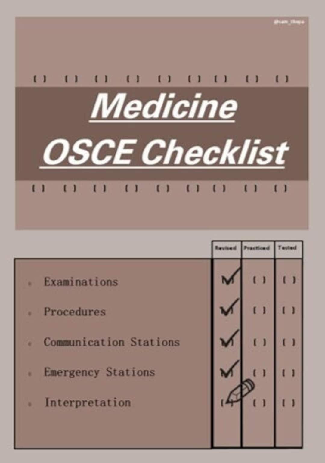 Medicine OSCE Checklist - Etsy