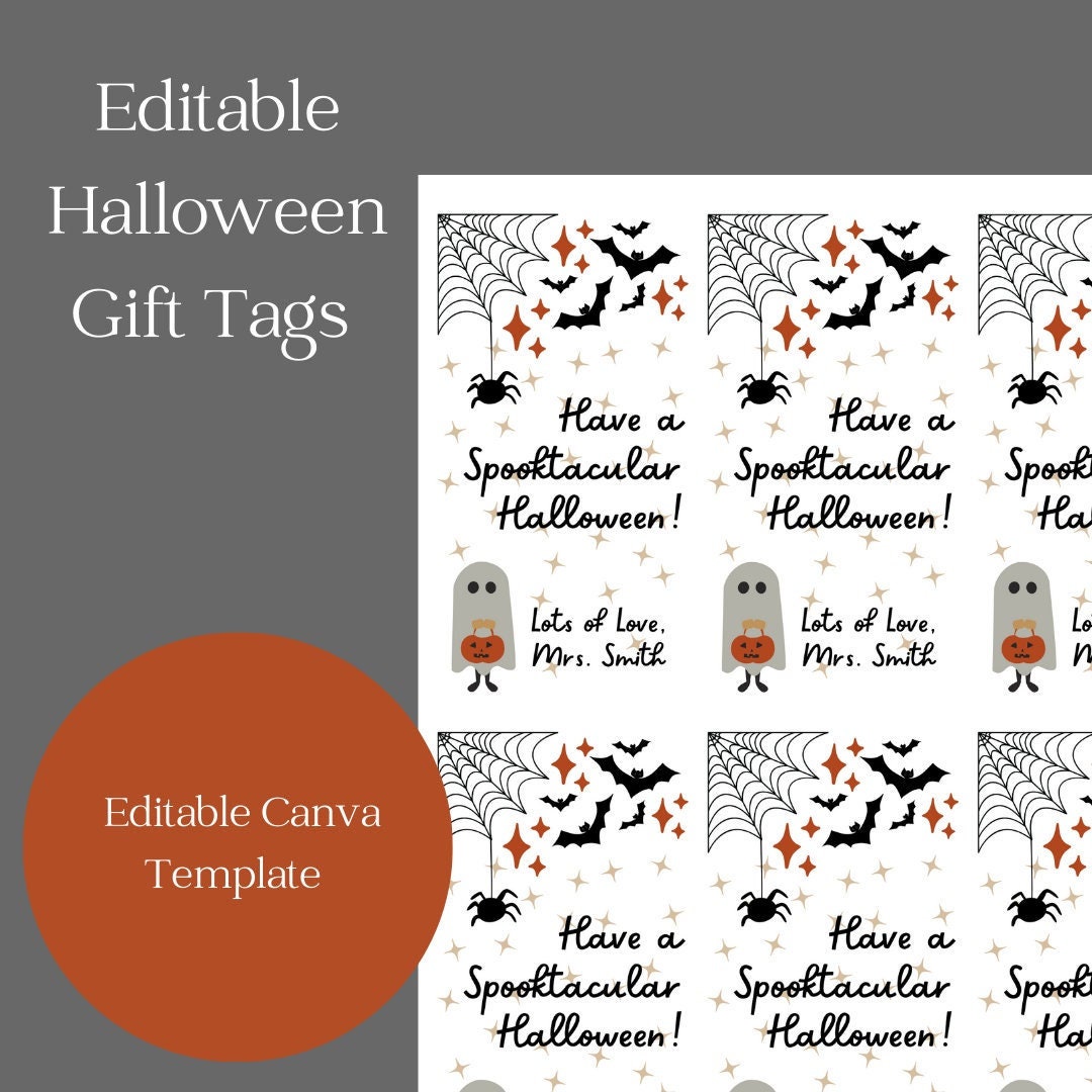 Spooky Halloween Gift Tag Instant Download Canva Editable - Etsy