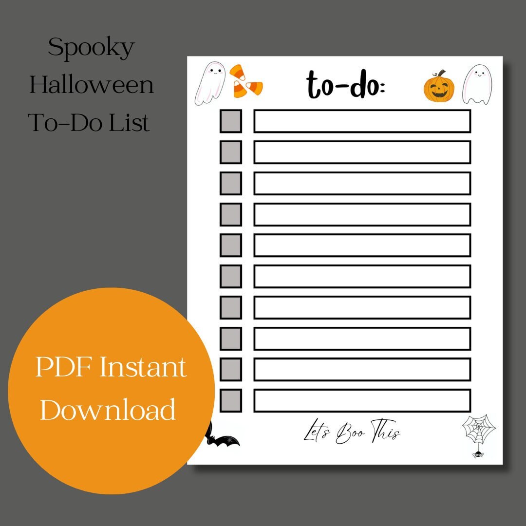 Spooky Halloween To-do List Printable Instant Download - Etsy